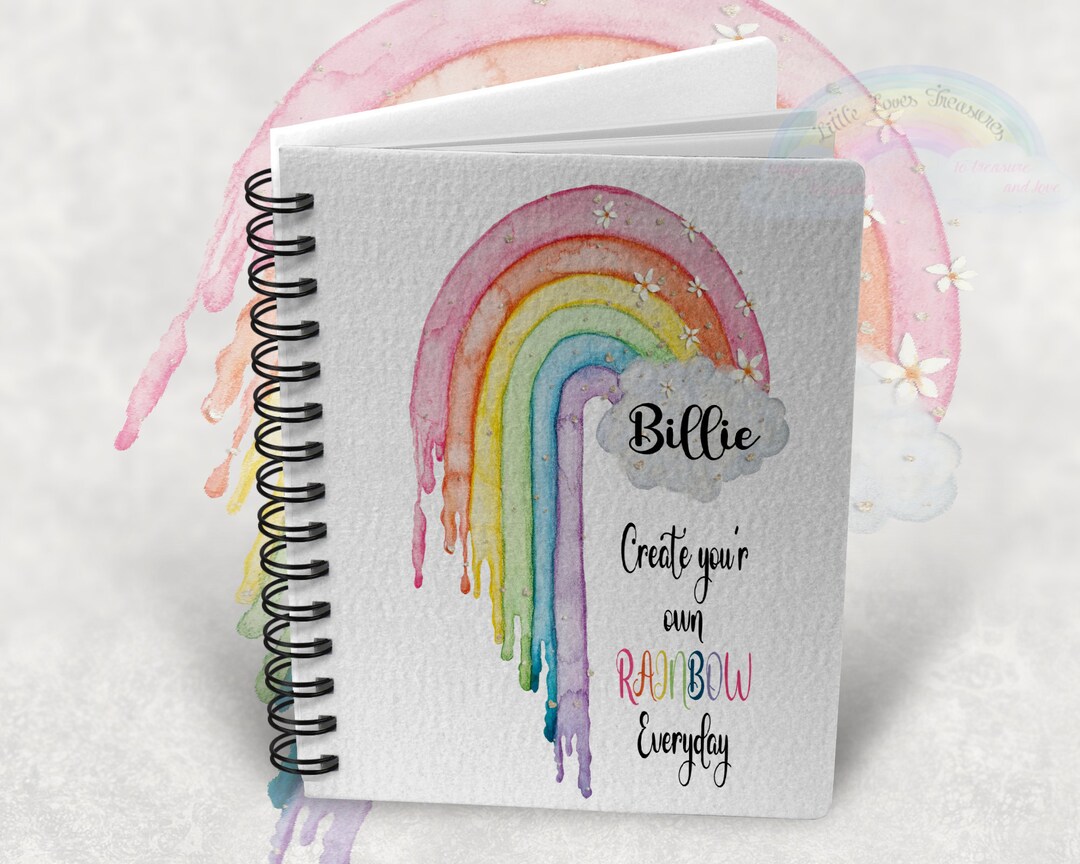 Personalised A5 Notebook. Wellbeing. Mental Health Journal. Rainbow ...