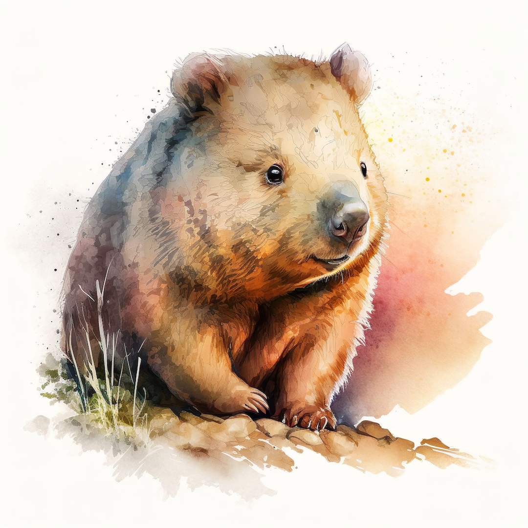 Wombat Australian Animal Watercolor Painting Digital Download Print - Etsy
