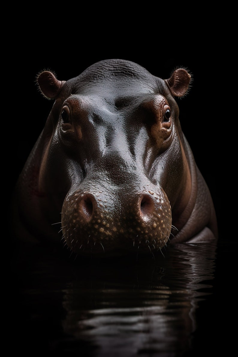 Hippo in Water Head Closeup Wildlife Photo Digital Download Print - Etsy