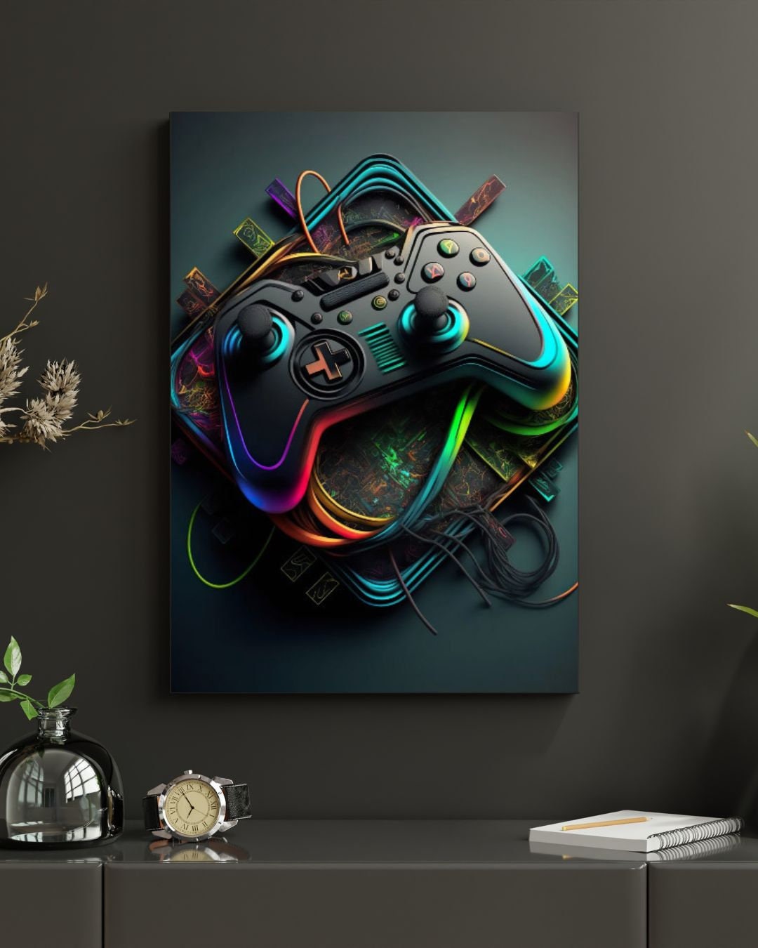 Abstract Neon Game Controller Art Gamer Poster 2 Digital - Etsy