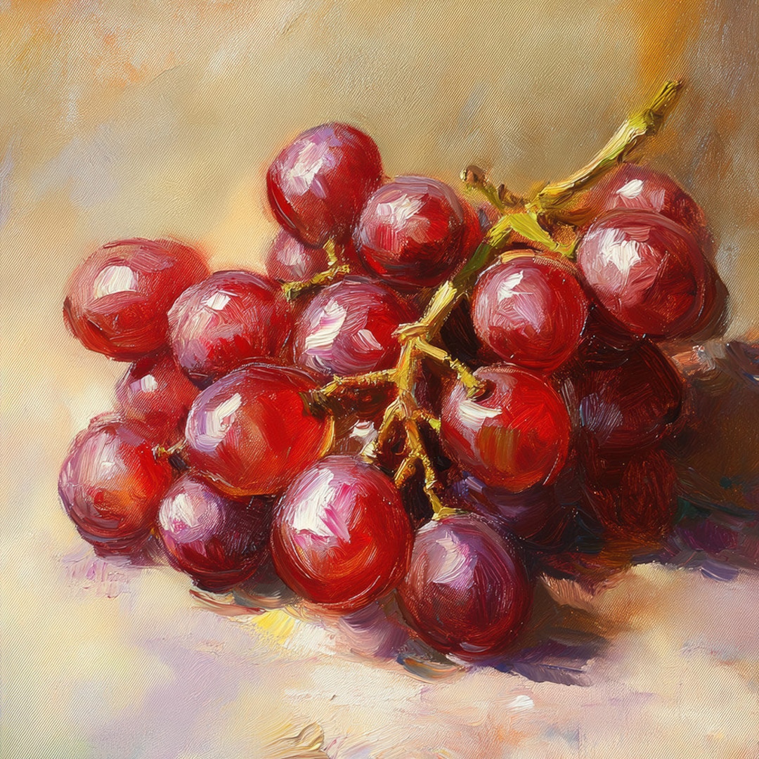 Red Grapes 3 Impressionistic Still Life Oil Painting of Red Purple ...