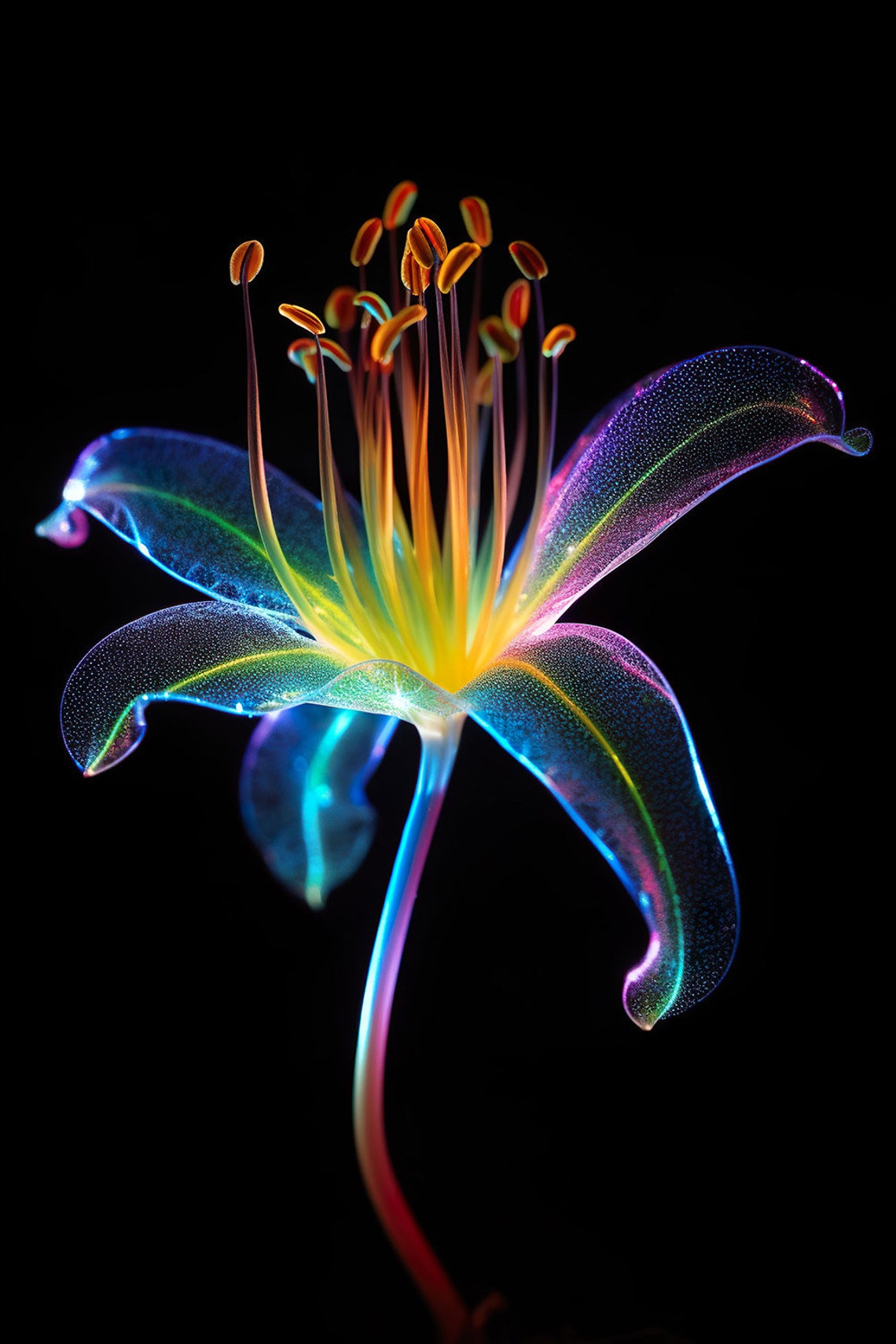 Bioluminescent Flower Glowing Bioluminescence Alien Plant 3 Digital ...