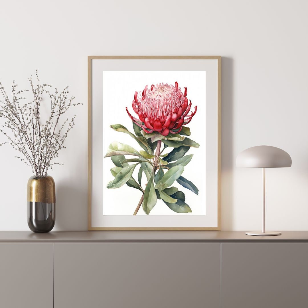 Waratah Australian Native Tree Flower Watercolour Painting Digital ...