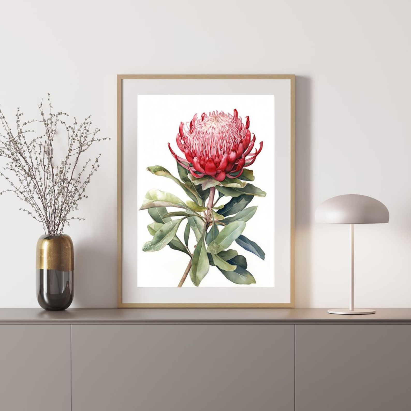 Waratah Australian Native Tree Flower Watercolour Painting Digital ...