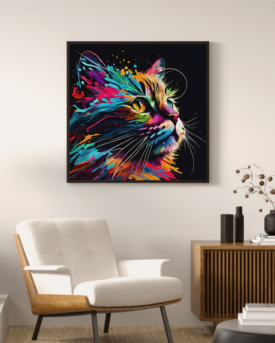 Abstract Cat Painting Bright Colors Colorful Digital Download Print - Etsy