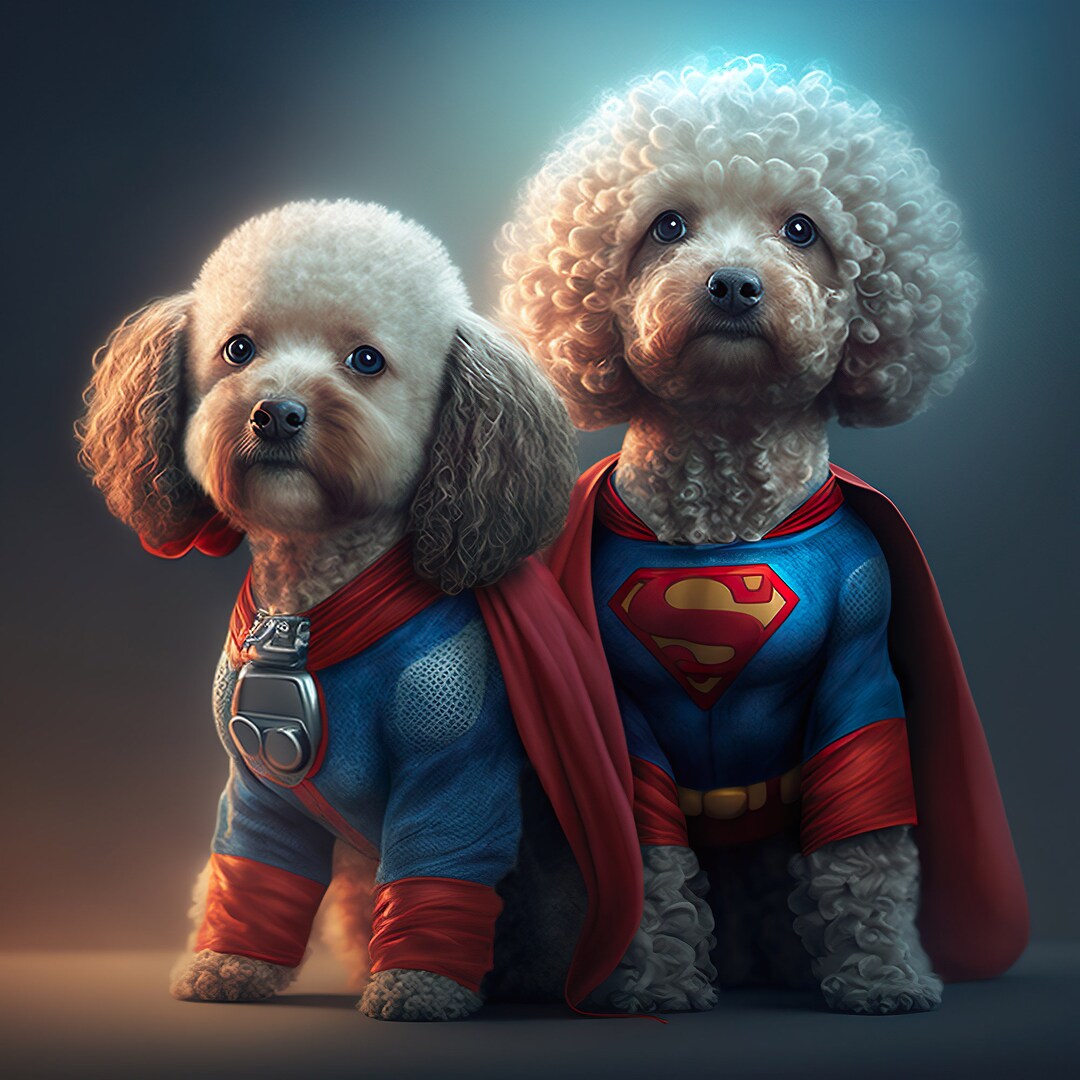 Super Hero Poodles Dogs Wearing Funny Capes and Super Suits Digital ...