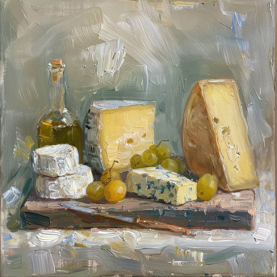 Cheese Platter V Impressionistic Still Life Oil Painting of French ...