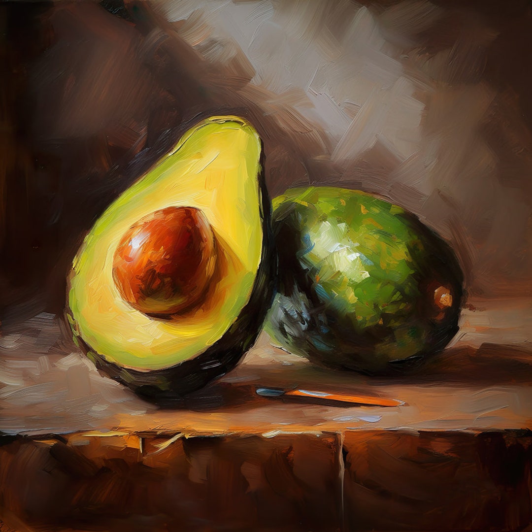 Avocado Impressionistic Still Life Oil Painting Digital Download Print ...
