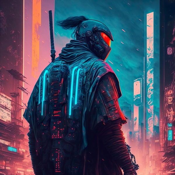 Samurai Cyberpunk Neon - Etsy