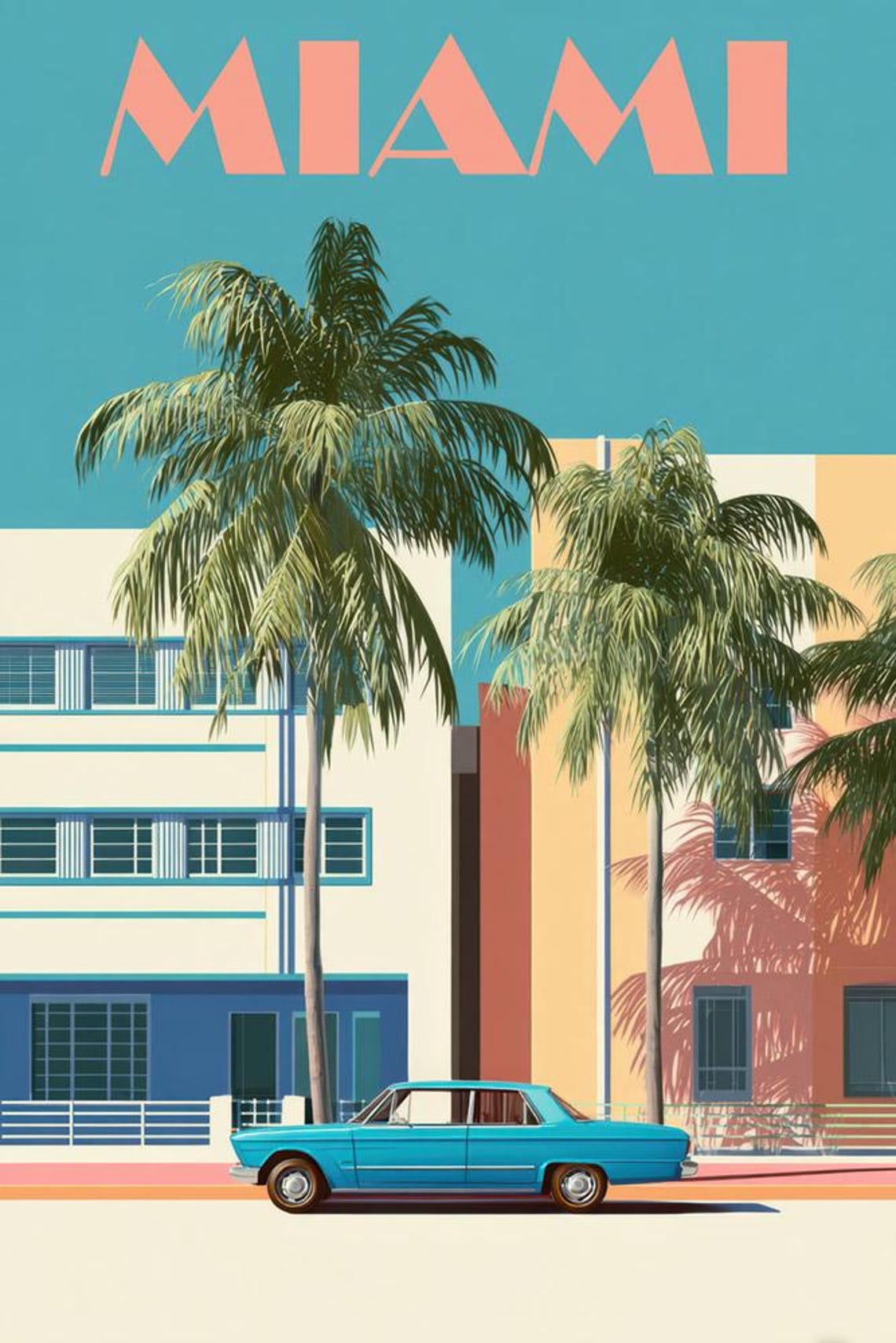 Miami USA Travel Poster Post Card 4 Digital Download Print - Etsy