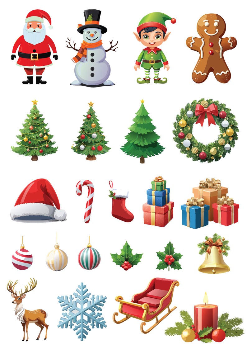 Christmas Xmas Vector Files for Cricut Stickers or Other Printing - Etsy