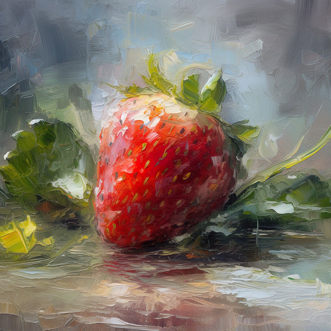 Strawberry Impressionistic Still Life Oil Painting 2 Digital Download ...