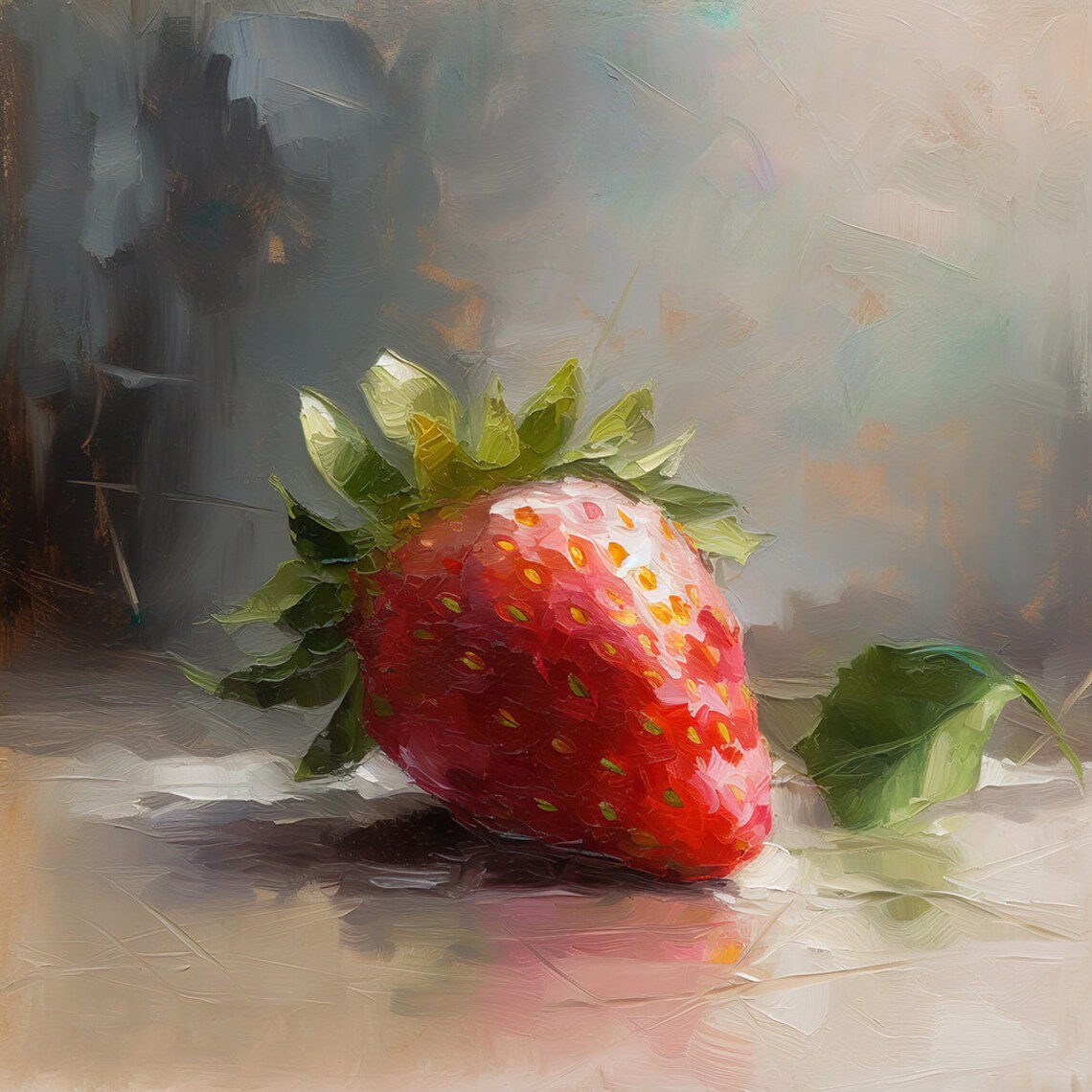 Strawberry Impressionistic Still Life Oil Painting Digital Download ...