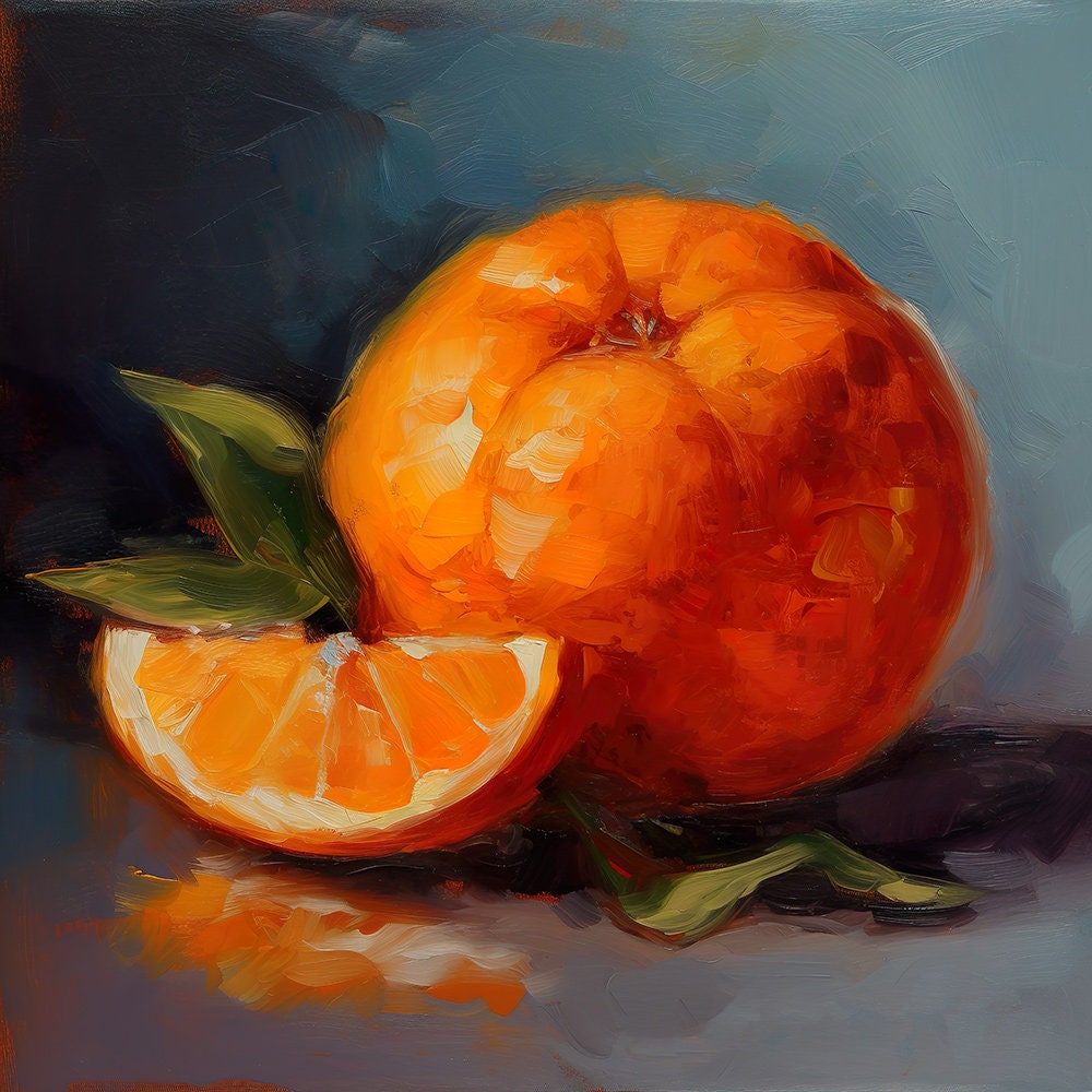 Orange Impressionistic Still Life Oil Painting Digital Download Print ...