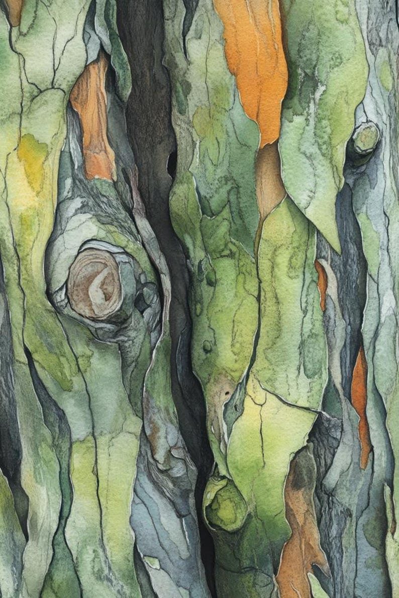 Gumtree Bark Abstract Close up Watercolour Painting 15 Digital Download ...