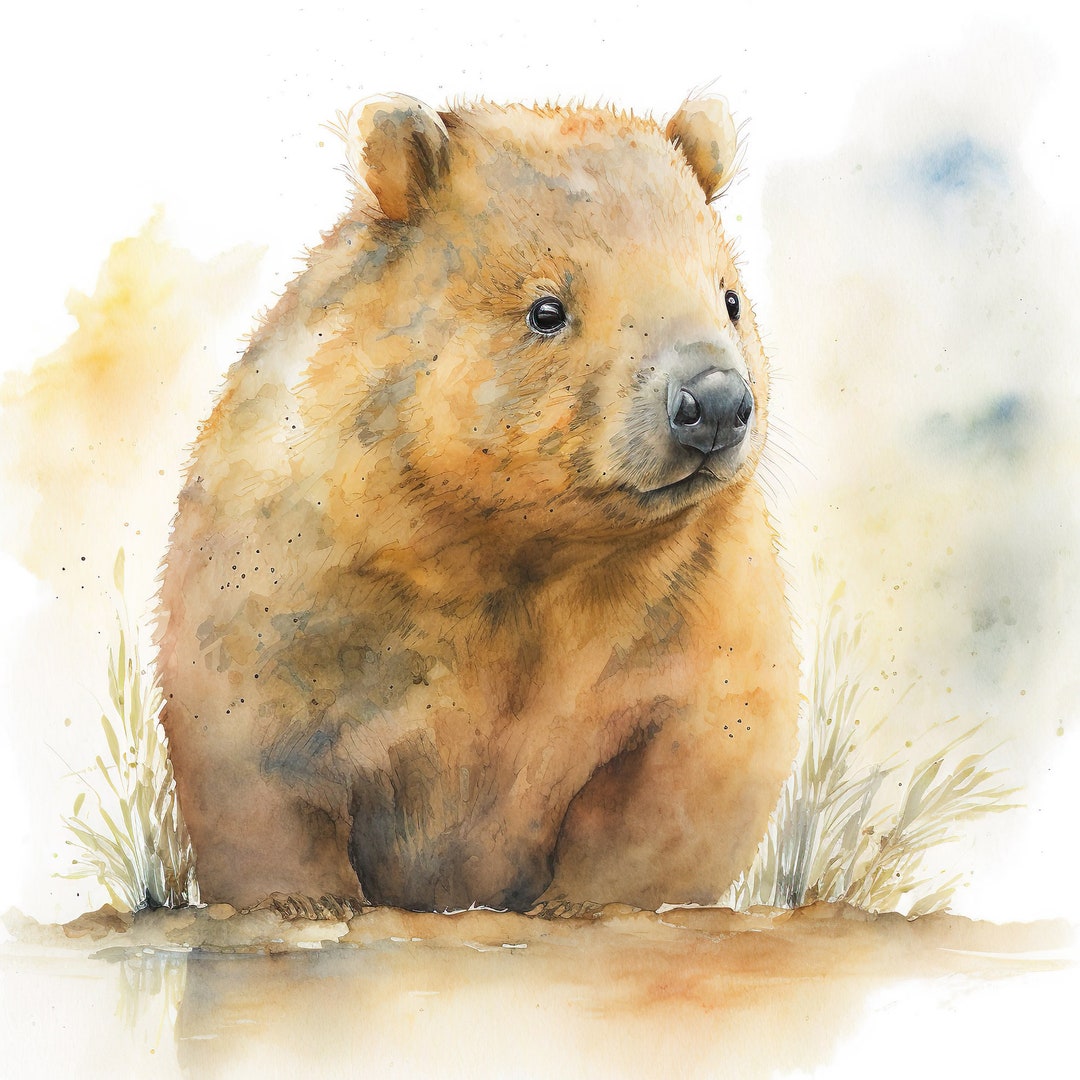 Wombat Australian Animal Watercolor Painting 2 Digital Download Print ...