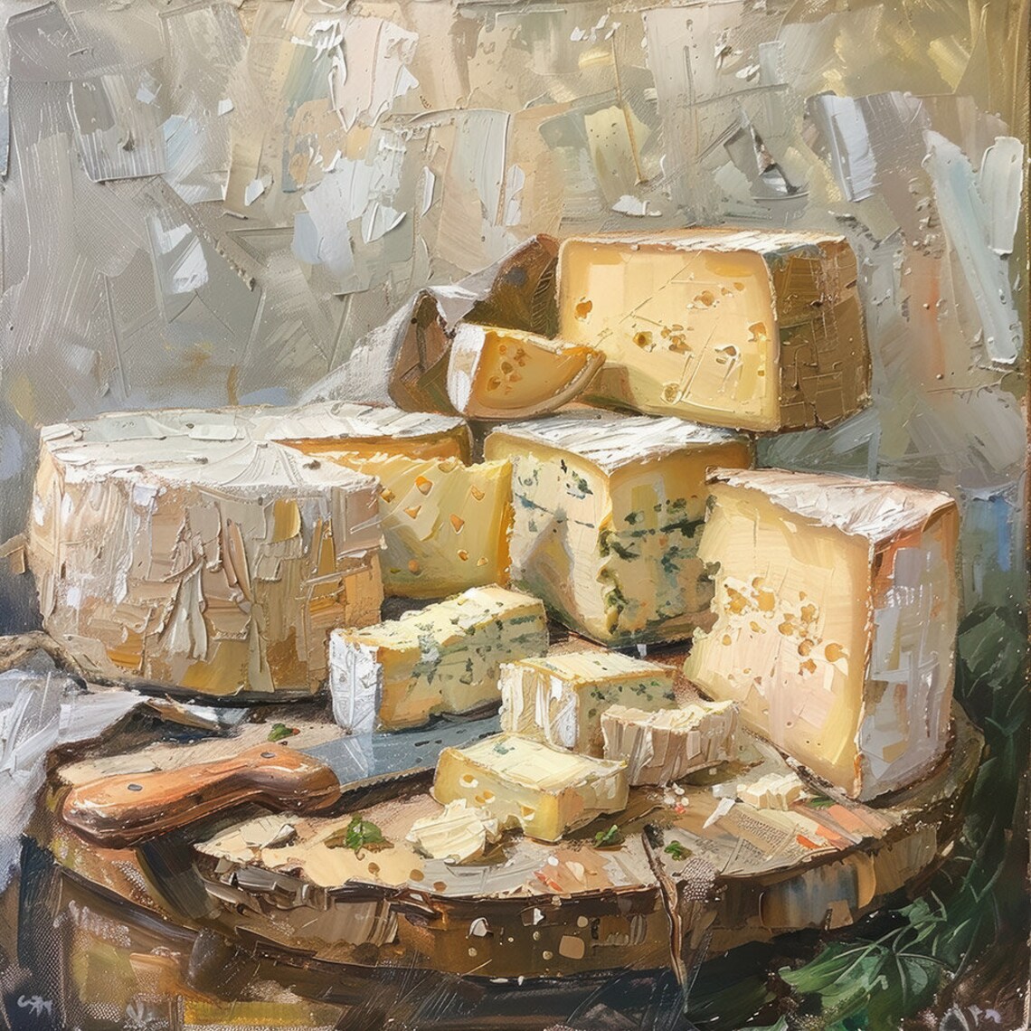 Cheese Platter III Impressionistic Still Life Oil Painting of French ...
