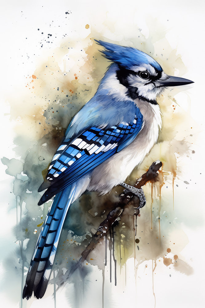 Blue Jay Bird Watercolor Painting Digital Download Print - Etsy