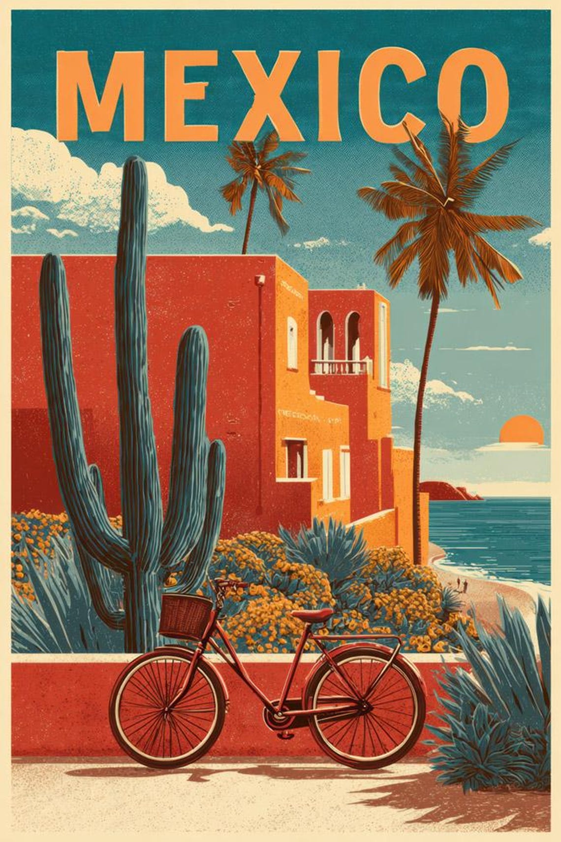 Mexico Travel Poster Post Card Digital Download Print - Etsy