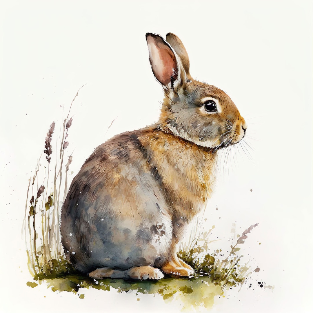 Rabbit Animal Watercolor Painting Digital Download Print - Etsy