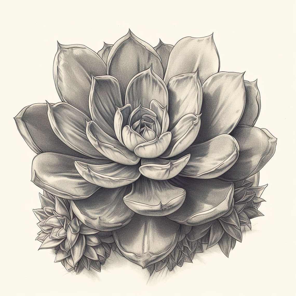 Botanical Illustration Pencil Drawing Succulent 3 Digital Download ...