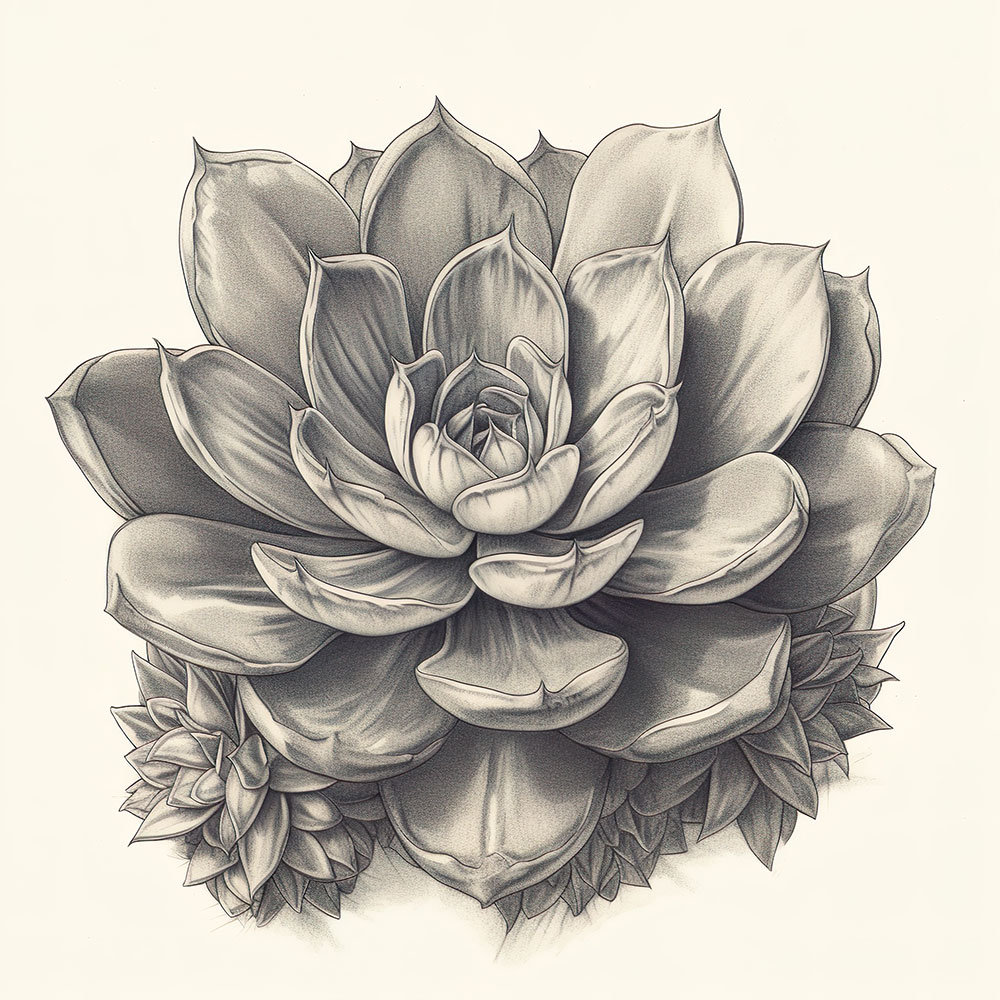 Botanical Illustration Pencil Drawing Succulent 3 Digital Download Print