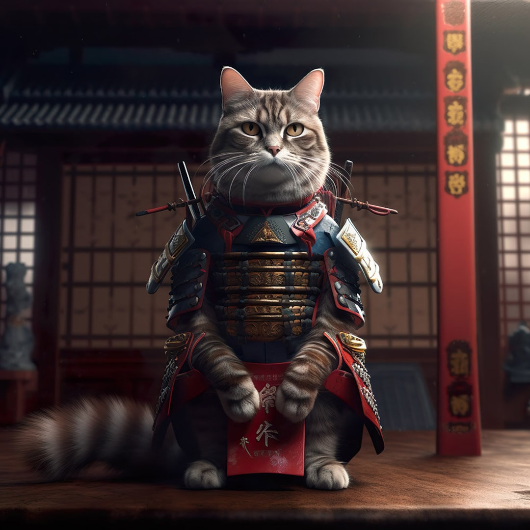 Samurai Kitten Hyper Realistic Cat in Japanese Samurai Armor - Etsy