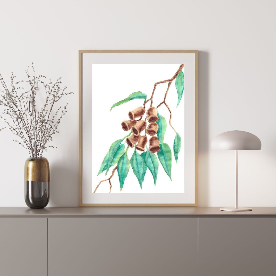 Gumnuts Australian Native Gum Tree Flower Watercolour Painting - Etsy