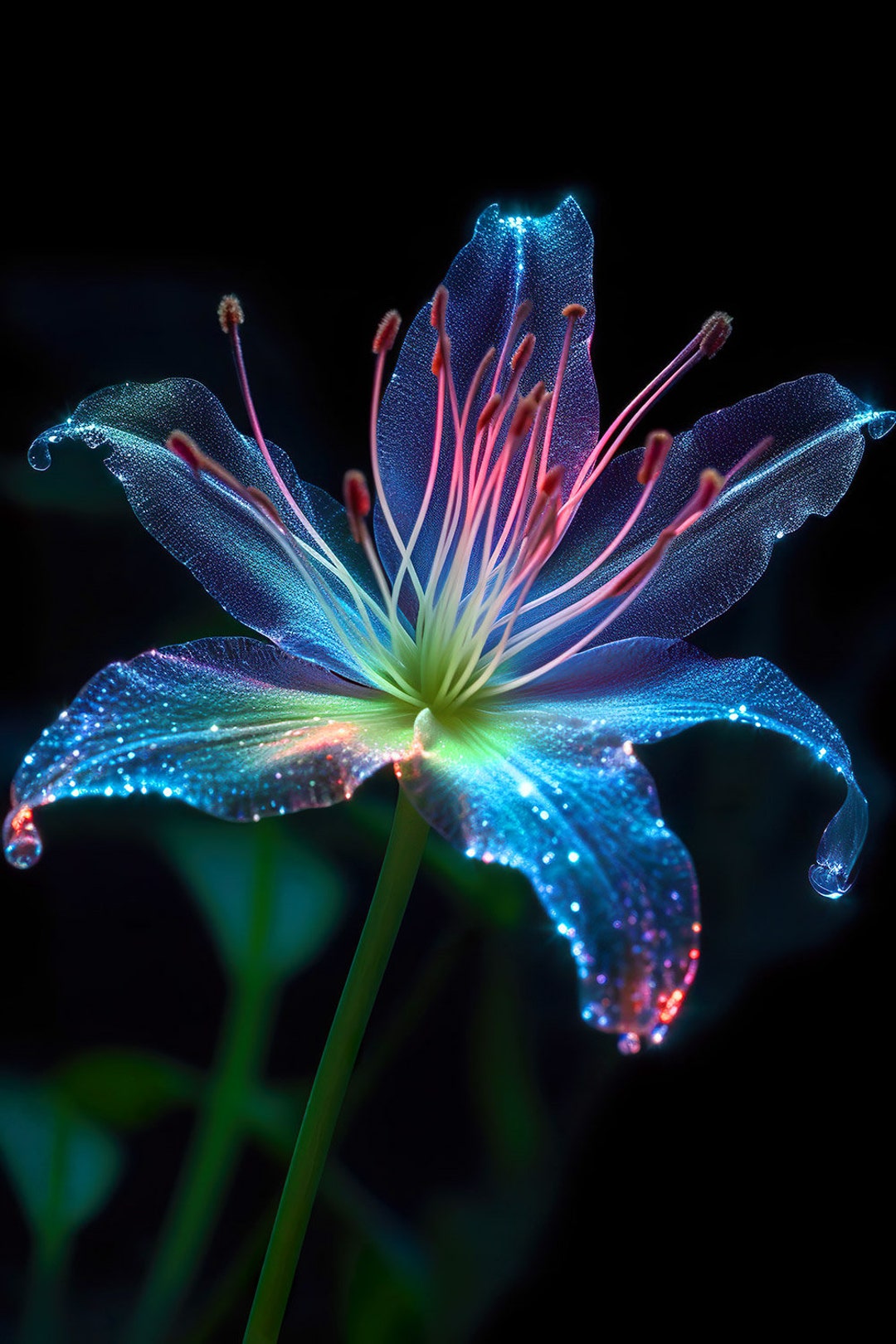 Bioluminescent Flower Glowing Bioluminescence Alien Plant 1 Digital ...