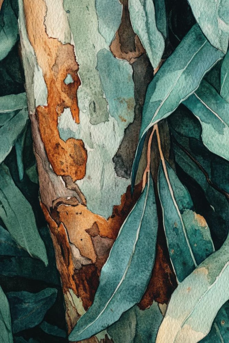 Gumtree Bark Abstract Close up Watercolour Painting 21 Digital Download ...