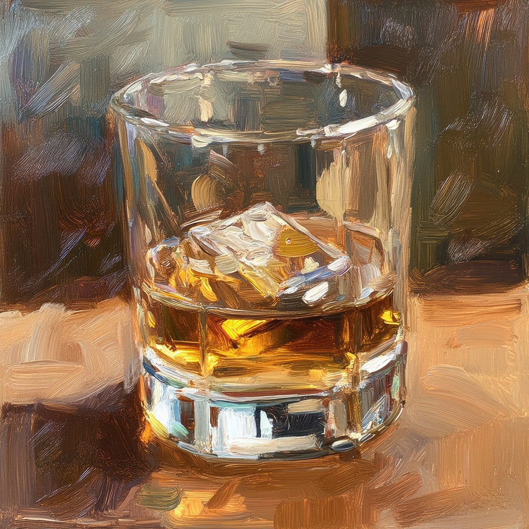 Whisky Glass Impressionistic Still Life Oil Painting of Scotch Whisky ...