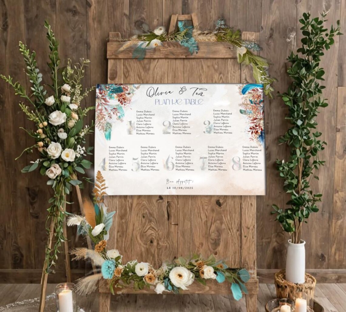Seating Chart - Boho Summer Theme - Large Format HD Sign - Customizable ...
