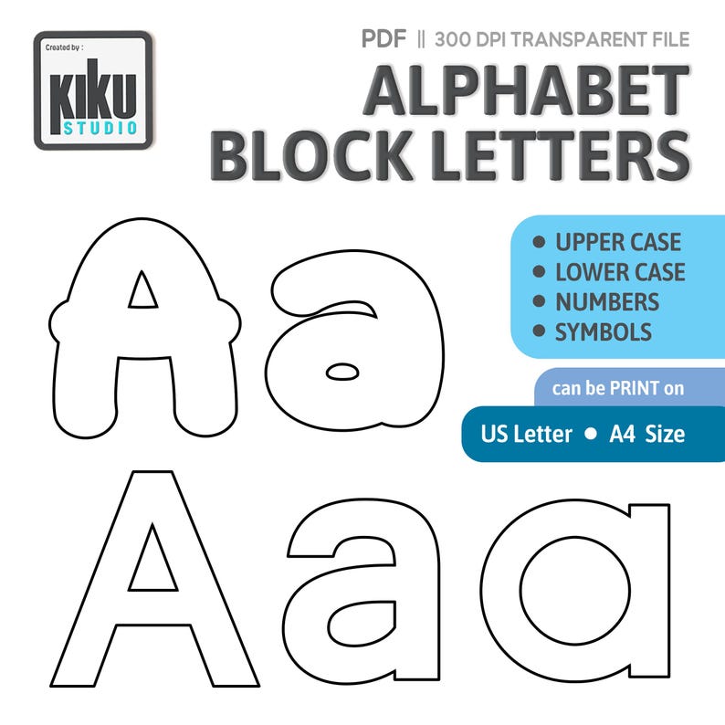 Alphabet Block Letters Large Printable for Kids and Classroom | 157 PDF ...
