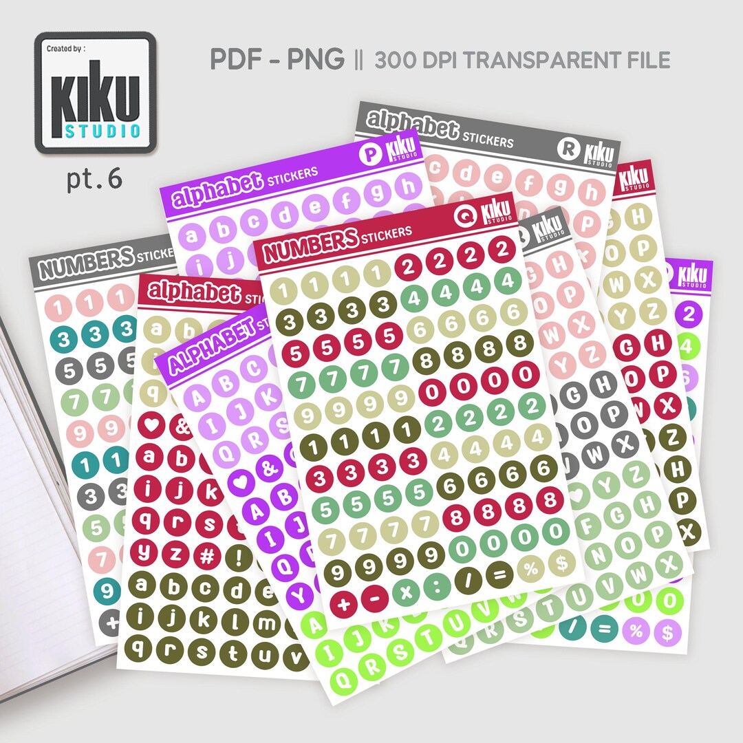 Cute Stickers Alphabet and Numbers / Printable PNG File for Decorating ...