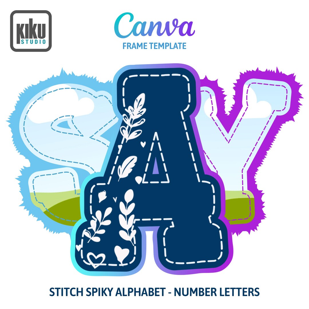 Canva Alphabet Frames Stitch & Spiky Lettering Set | Uppercase ...