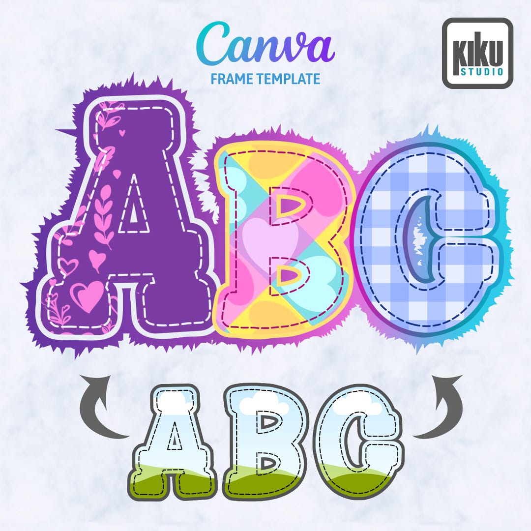 Canva Alphabet Frames Stitch & Spiky Lettering Set | Uppercase ...