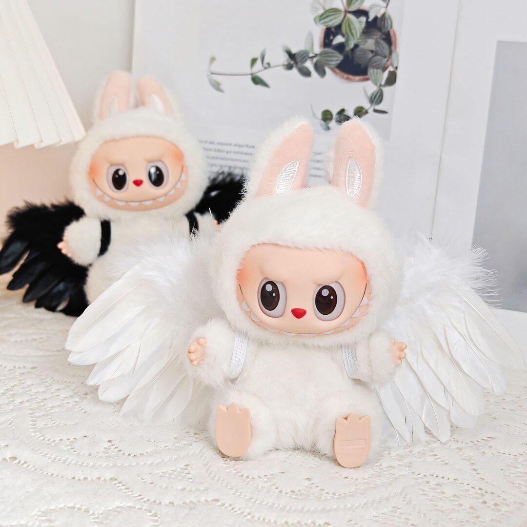 Labubu Doll Clothes White Black Angel Feather Wings Labubu Accessory ...