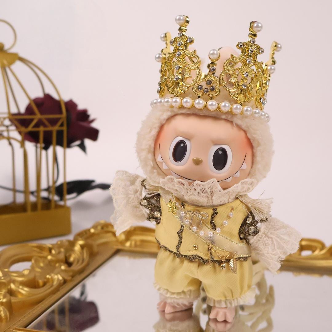 Labubu Doll Clothes Gold Royal Style Prince Outfit With Crown Doll Not ...