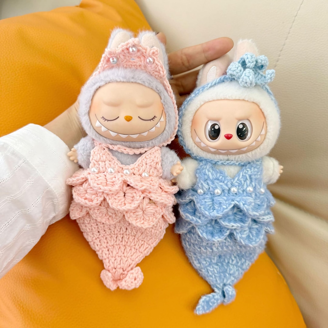 Labubu Doll Clothes Mermaid Crochet Tail Outfit With Pearl Accents ...