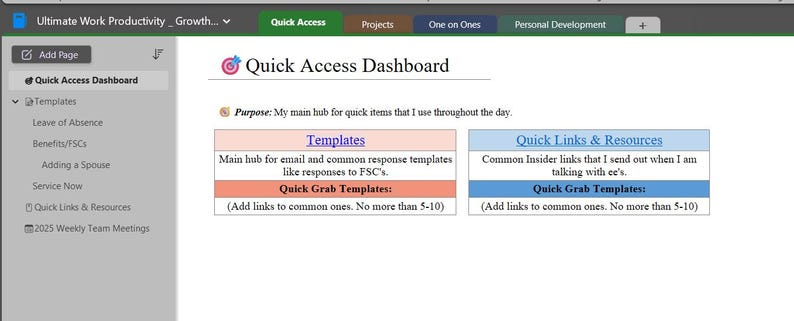 Onenote Work Productivity Planner: Projects, Meetings, Personal Growth ...