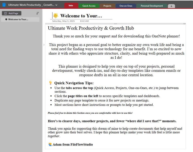 Ultimate Work Productivity and Growth Planner - Onenote Dashboard for ...