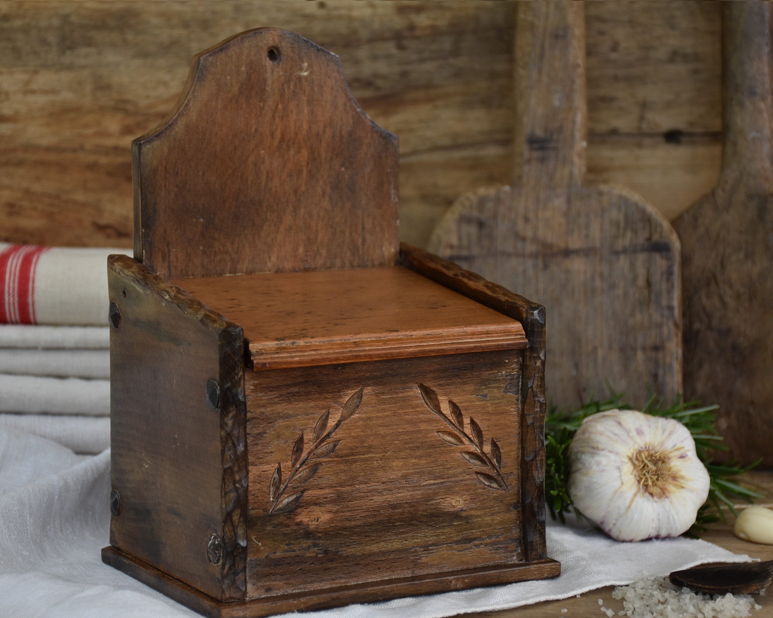 Antique Wooden Salt Boxes