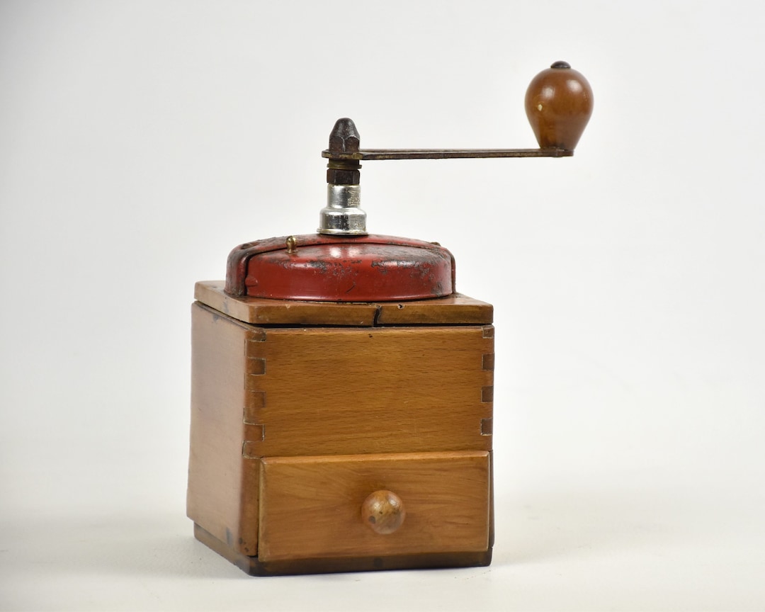 Rustic Wooden Red Coffee Grinder for Farmhouse Kitchen Shelf Decor - Etsy