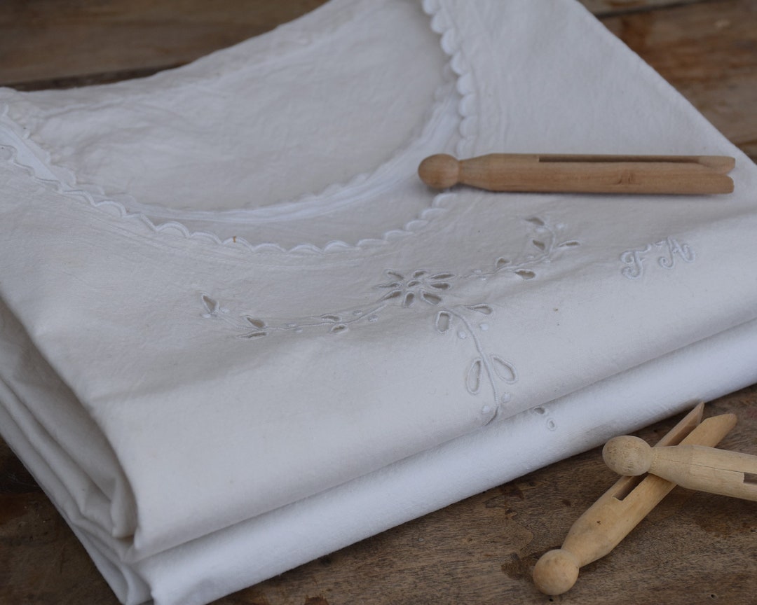 French Linen Nightgown : Monogram FA Hand Embroidered - Women's ...