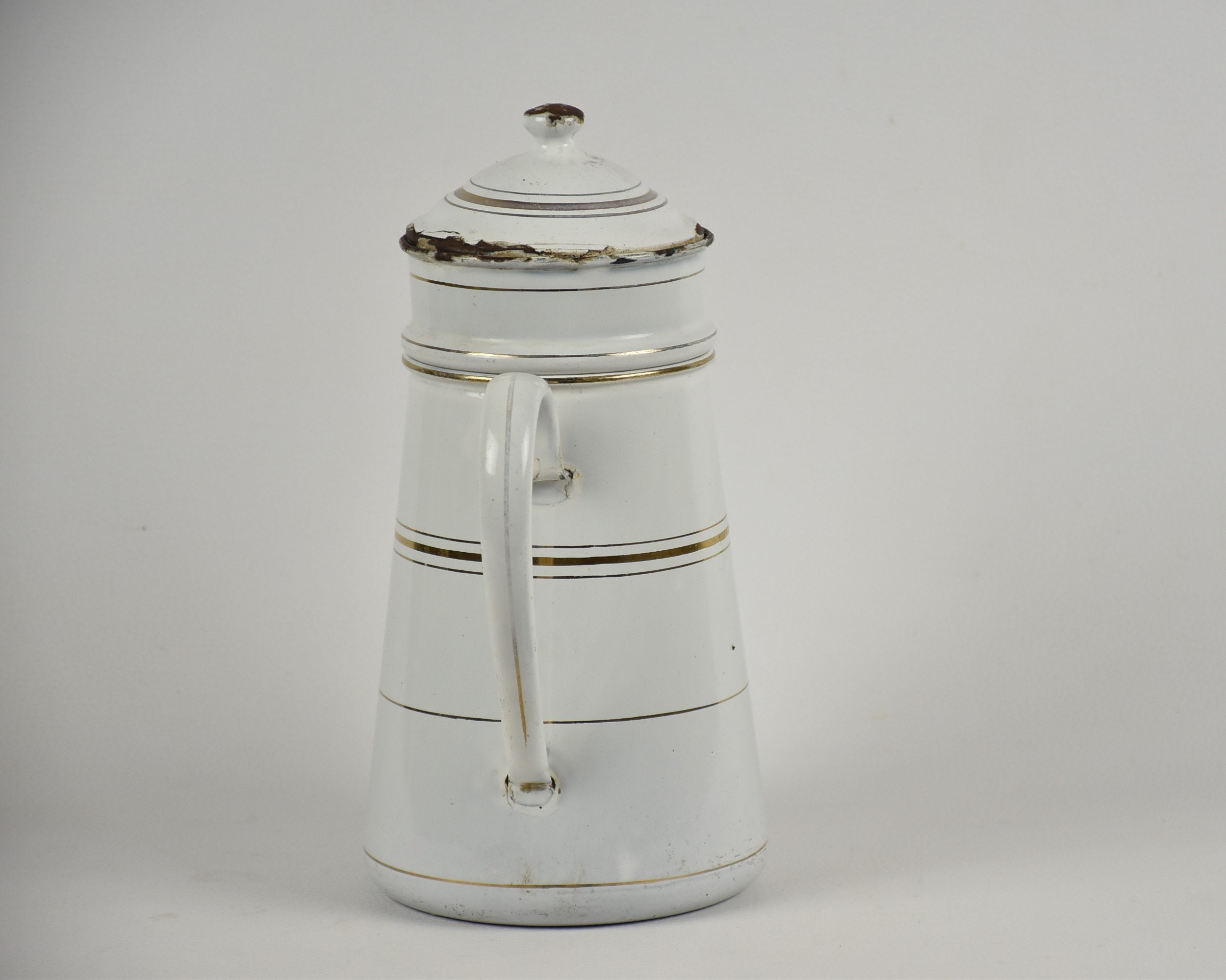 Vintage White Enamel Coffee Pot Rustic Kitchen Home Decor | Etsy