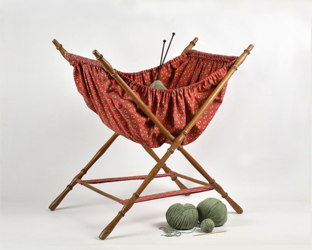 Vintage Folding Knitting and Sewing Basket Decorative Storage Mother's ...