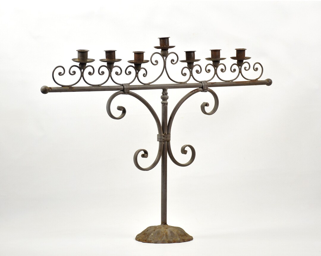 Rustic Metal 7-arm Candelabra: Shabby Chic Table Centerpiece - Etsy