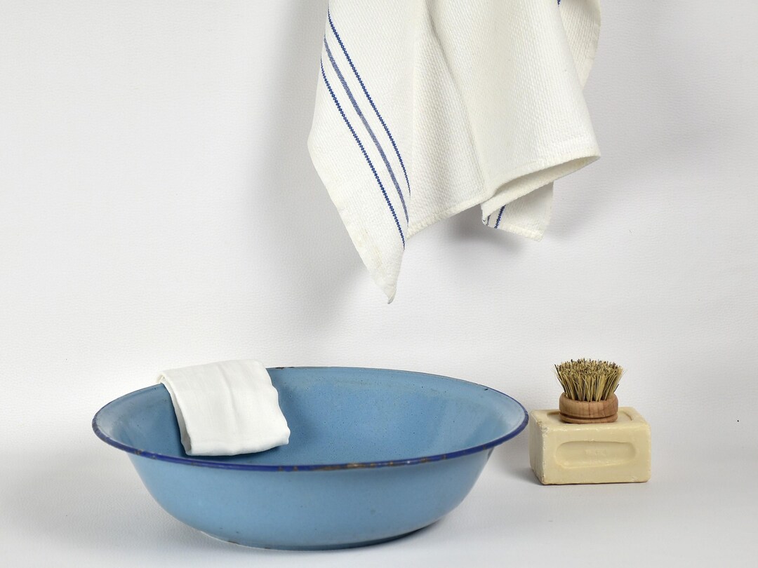 French Enamelware Wash Basin : Blue Metal Bowl - Farmhouse Kitchenware ...