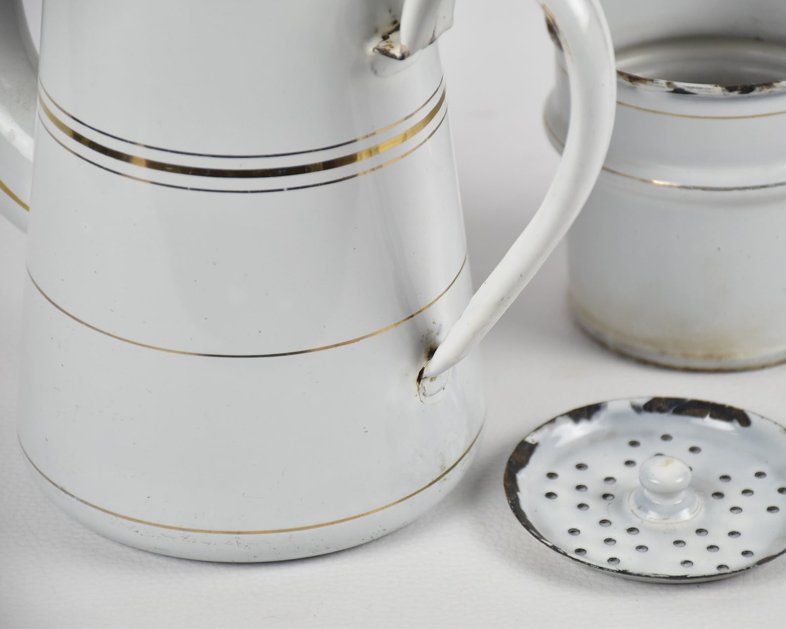 Vintage White Enamel Coffee Pot Rustic Kitchen Home Decor | Etsy