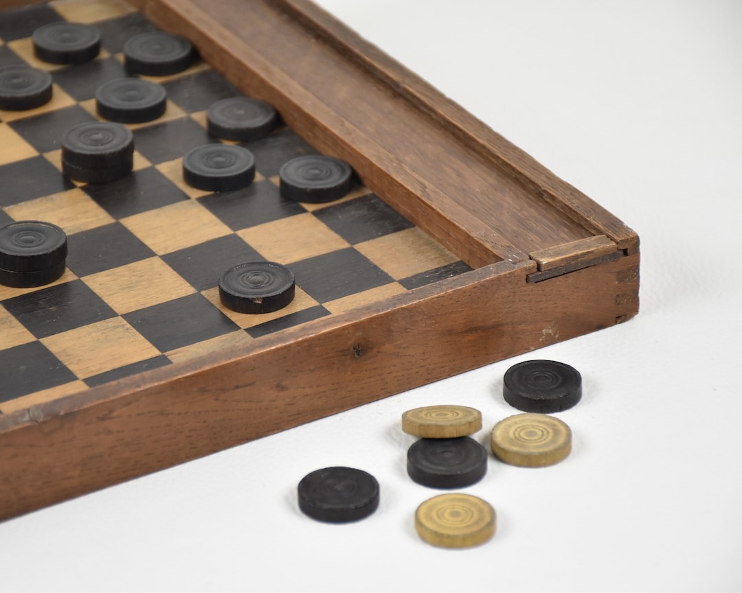 Vintage Checkers Board Game Wood Chess Game Christmas Gift - Etsy